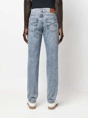 Brunello Cucinelli Logo Patch Stonewashed Slim Fit Jeans