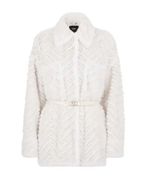 Fendi Marten Fur Jacket With Herringbone Pattern - No