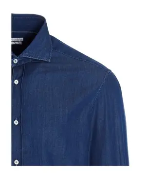 Brunello Cucinelli Buttoned Long-sleeved Shirt - Blue