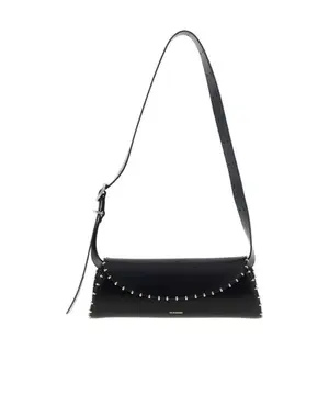 JIL SANDER Cannolo Small Shoulder Bag With Studded Appliqués - Black