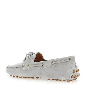 TOD'S Bow Detailed Suede Loafers - Gray
