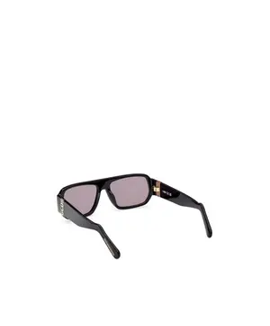 Gcds Geometric Frame Sunglasses With Logo Detail - Gray