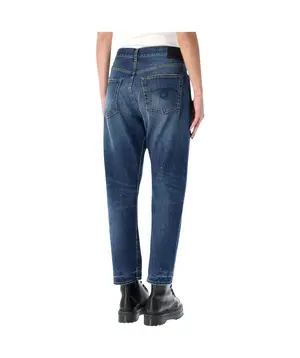 R13 Asymmetrical Cross Belt High-waisted Jeans - Blue