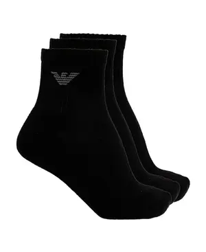 Emporio Armani Logo Crew Socks 3 Pairs - Black