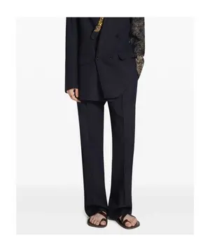 Dries Van Noten Pressed Creased Straight-leg Trousers - Blue