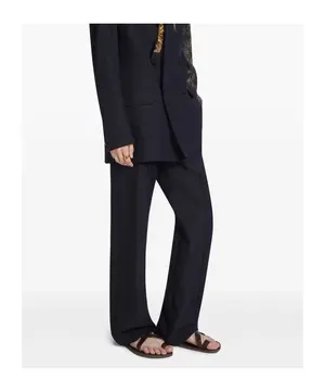 Dries Van Noten Pressed Creased Straight-leg Trousers - Blue