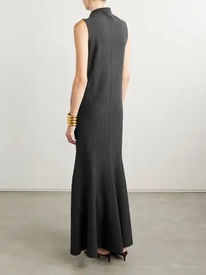 Khaite Margo Merino Wool Maxi Dress - Dark Gray