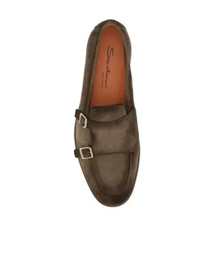 Santoni Buckled Monk Strap Loafer - Brown