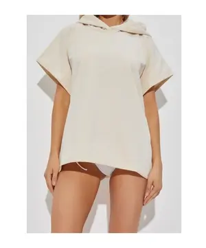 Balmain Logo Embroidered Hooded Poncho With Short Sleeves
