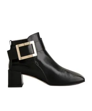 ROGER VIVIER So Vivier Metal Buckle Ankle Boots In Patent Leather