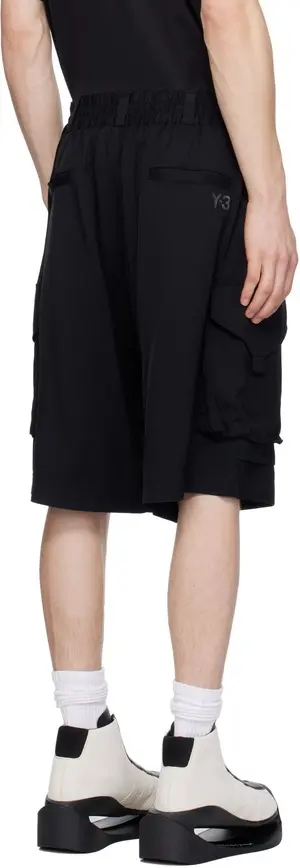 Y3 Drawstring Knee-length Cargo Shorts - Black