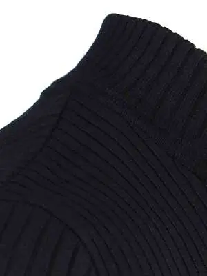 COURREGES Ribbed High Neck Short Sleeve Jumper With Logo - Black
