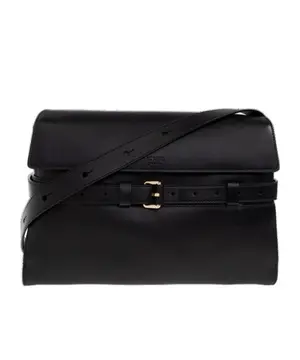 Moschino Belted Leather Shoulder Bag - Black