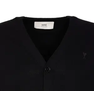 AMI Paris Logo Embroidered V-neck Cardigan