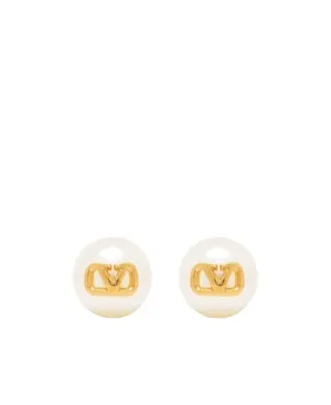 Valentino Garavani Vlogo Signature Pearl Earrings - Yellow