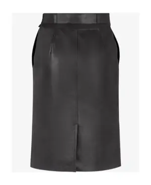 Fendi Leather Midi Pencil Skirt With Asymmetrical Waist