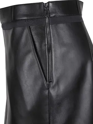 Fendi Leather Midi Pencil Skirt With Asymmetrical Waist