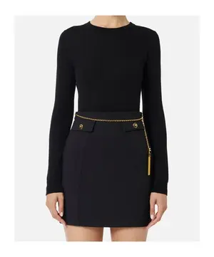 Elisabetta Franchi Logo Pattern Crew Neck Sweater - Black