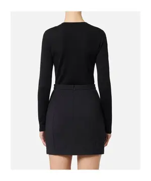 Elisabetta Franchi Logo Pattern Crew Neck Sweater - Black