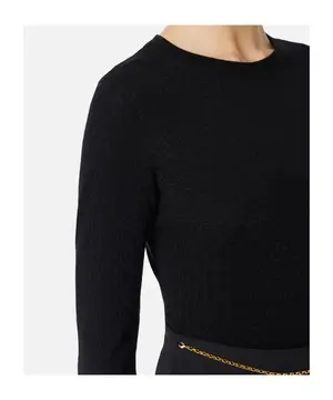 Elisabetta Franchi Logo Pattern Crew Neck Sweater - Black