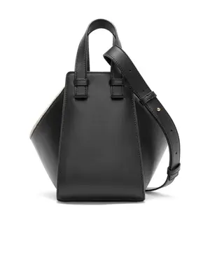 Loewe Compact Hammock Bag In Calfskin And Canvas - Black