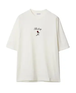 Burberry Logo Embroidered Crewneck T-shirt - White