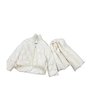 JIL SANDER Quilted Down Jacket With Detachable Scarf - No