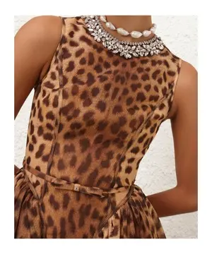 Zimmermann Print Crystal Embellished Pleated Mini Dress