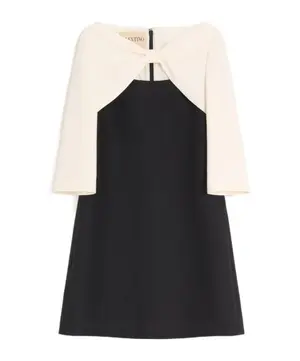 Valentino Garavani Three-quarter Sleeve Mini Dress With Bow Detail - Black