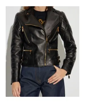 Versace Quilted Leather Jacket With Zip Closure
