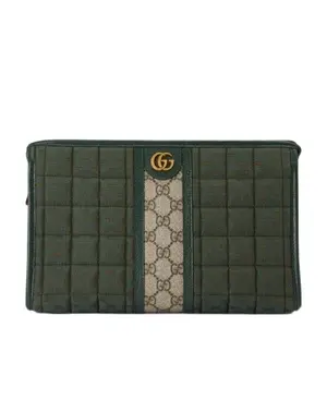 Gucci Gg Canvas Quilted Clutch - Black