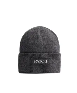 PATOU Logo Label Knit Beanie - Black
