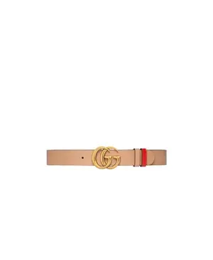 Gucci Double-sided Wide Belt With Double G Buckle - Nude