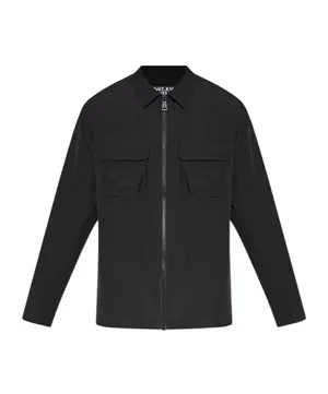 Versace Logo Embossed Shirt Jacket - Black