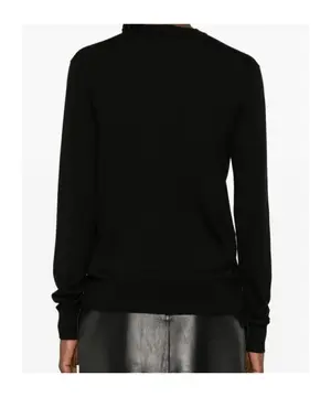 TOTEME Crew Neck Long Sleeve Ribbed Top - Black