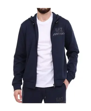 EA7 Logo Hooded Zip-up Jacket