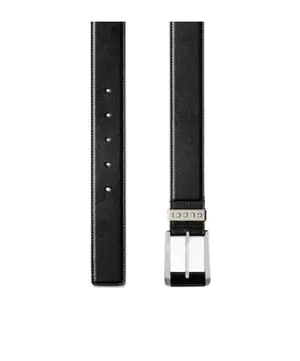 Gucci Squared Buckle Leather Belt - Black