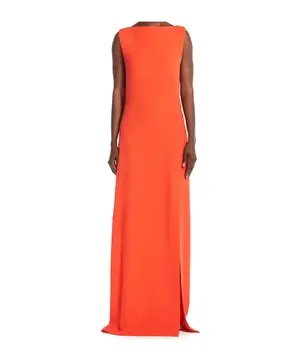 Max Mara Sleeveless Boat Collar Maxi Dress - Red