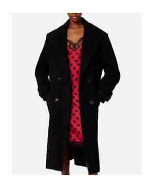AMI Paris Double-breasted Virgin Wool Overcoat - Black