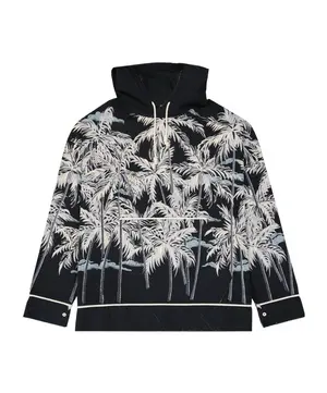 Palm Angels Long Sleeve Sweater With Palm Print - Black