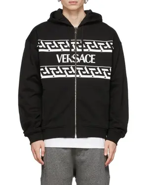 Versace Logo Printed Hooded Sweatshirt