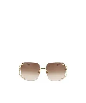 Gucci Square Frame Rimless Sunglasses - Brown