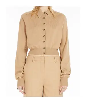 Sportmax Buttoned Long-sleeved Cardigan With Detachable Fur Collar