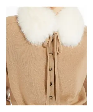 Sportmax Buttoned Long-sleeved Cardigan With Detachable Fur Collar