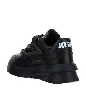 Versace Odissea Logo Patch Sneakers - Black
