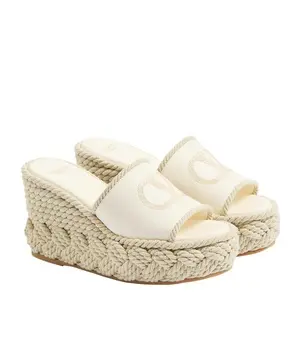 Valentino Garavani 100mm Vlogo Torchon Wedge Mules
