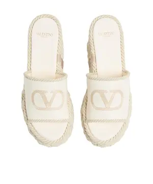 Valentino Garavani 100mm Vlogo Torchon Wedge Mules