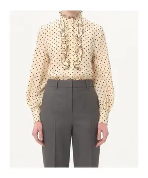 Valentino Garavani Printed Ruffled-trim Shirt - Birch/black