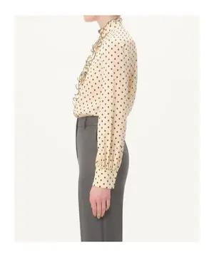 Valentino Garavani Printed Ruffled-trim Shirt - Birch/black