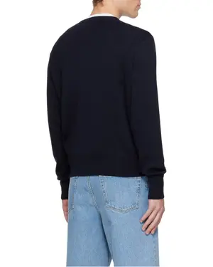 AMI Paris Crewneck Sweater With Embroidered Heart - Black